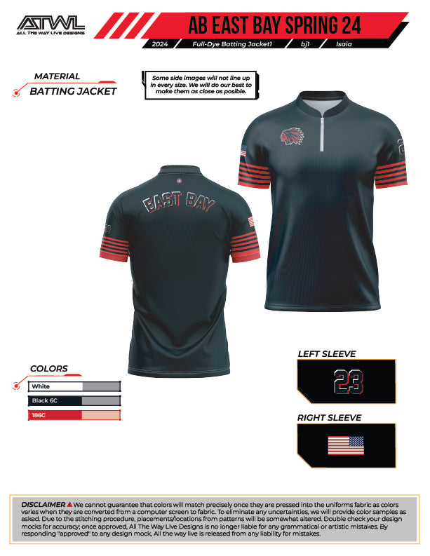 East Bay 2024 Advanced Baseball Batting Jacket – All The Way Live Designs