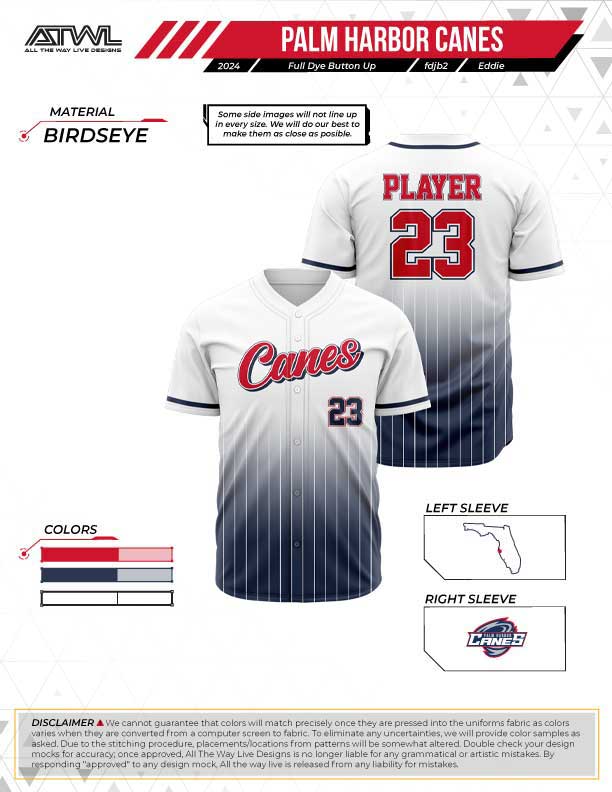 PH Canes Navy Full Button Full Dye Men's Jersey – All The Way Live Designs