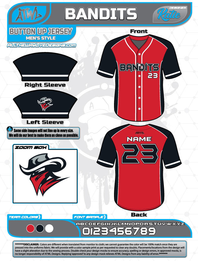 Bandits 10U Full Dye Jersey – All The Way Live Designs